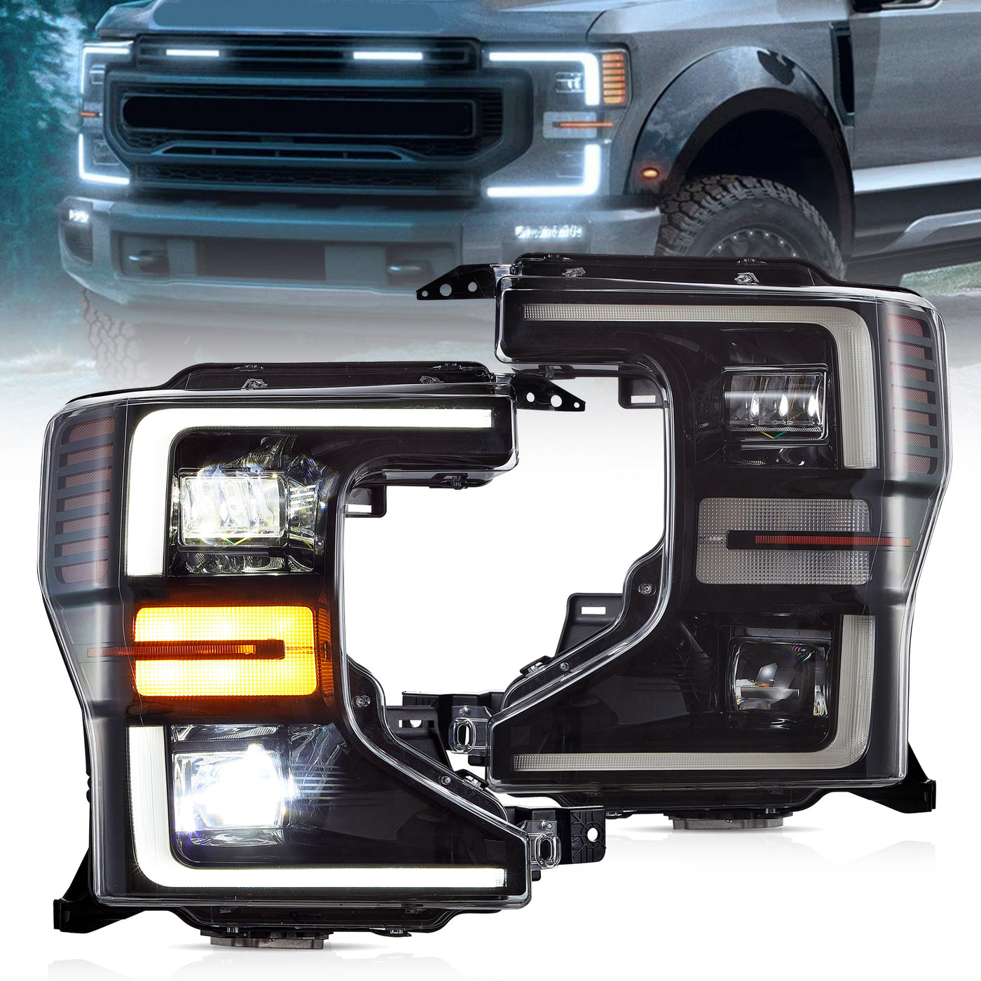 VLAND LED Headlights For Ford F250 F350 F450 F550 Super Duty Halogen ...