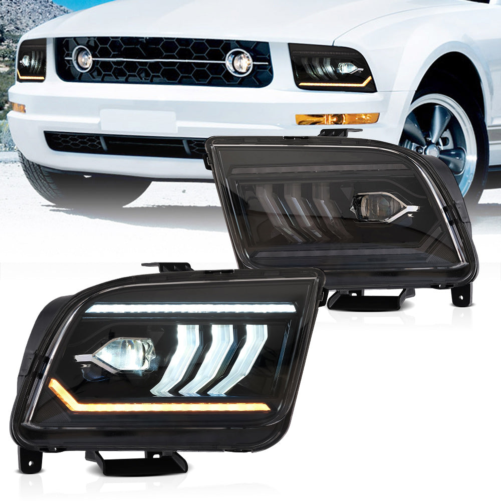 VLAND LED Dual Beam Headlights For Ford Mustang 2005-2009 Front Lights ...