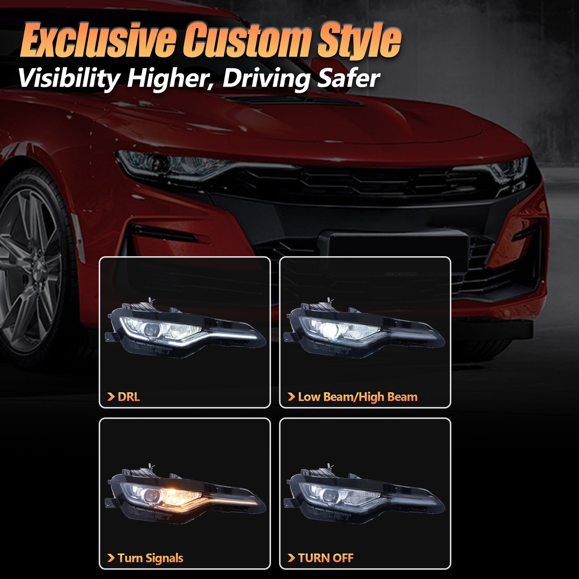 VLAND LED Headlights For Chevrolet Camaro RS/1SS/2SS 2019-2024