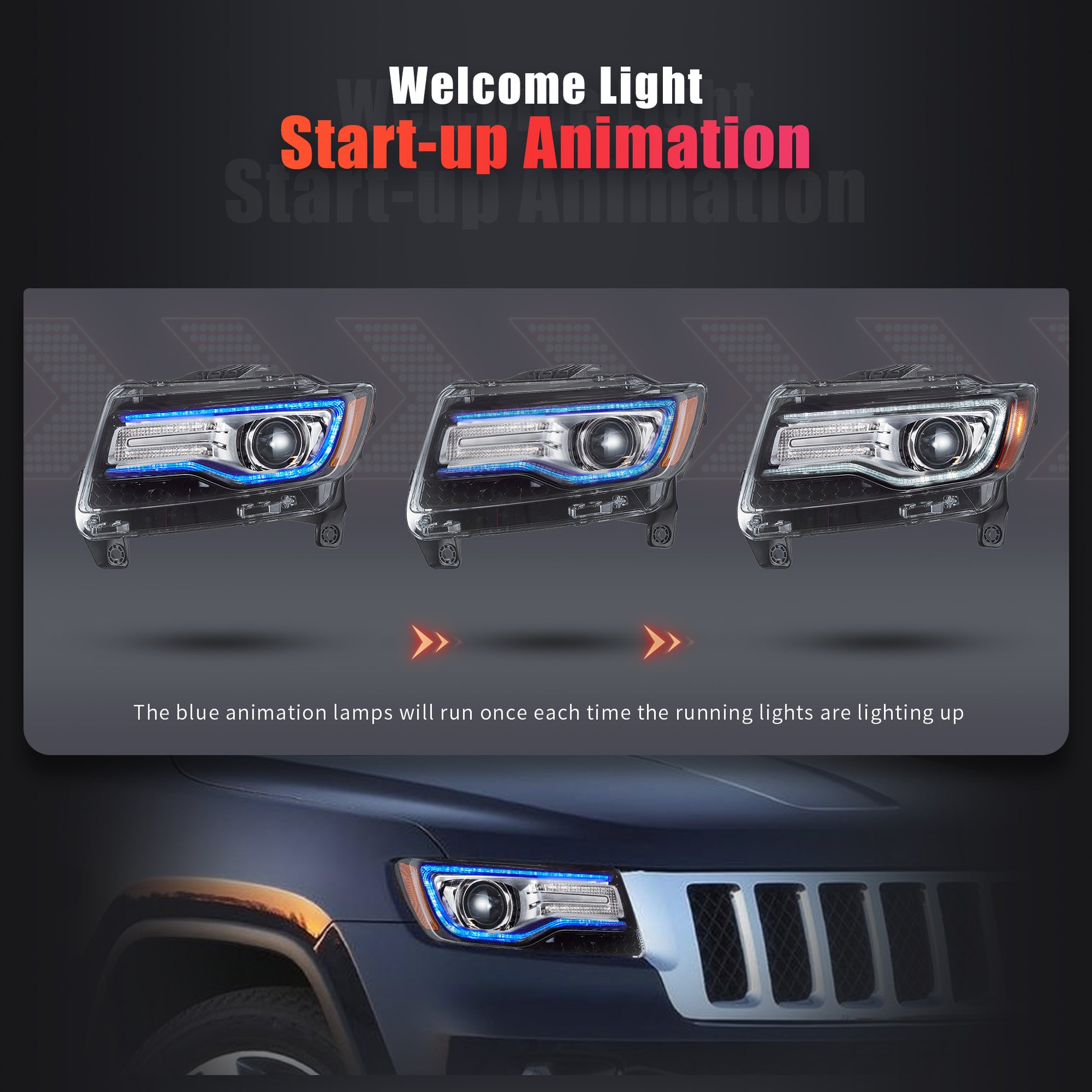 VLAND LED Headlights For Jeep Grand Cherokee WK2 2011-2013 4th Gen [DOT.]