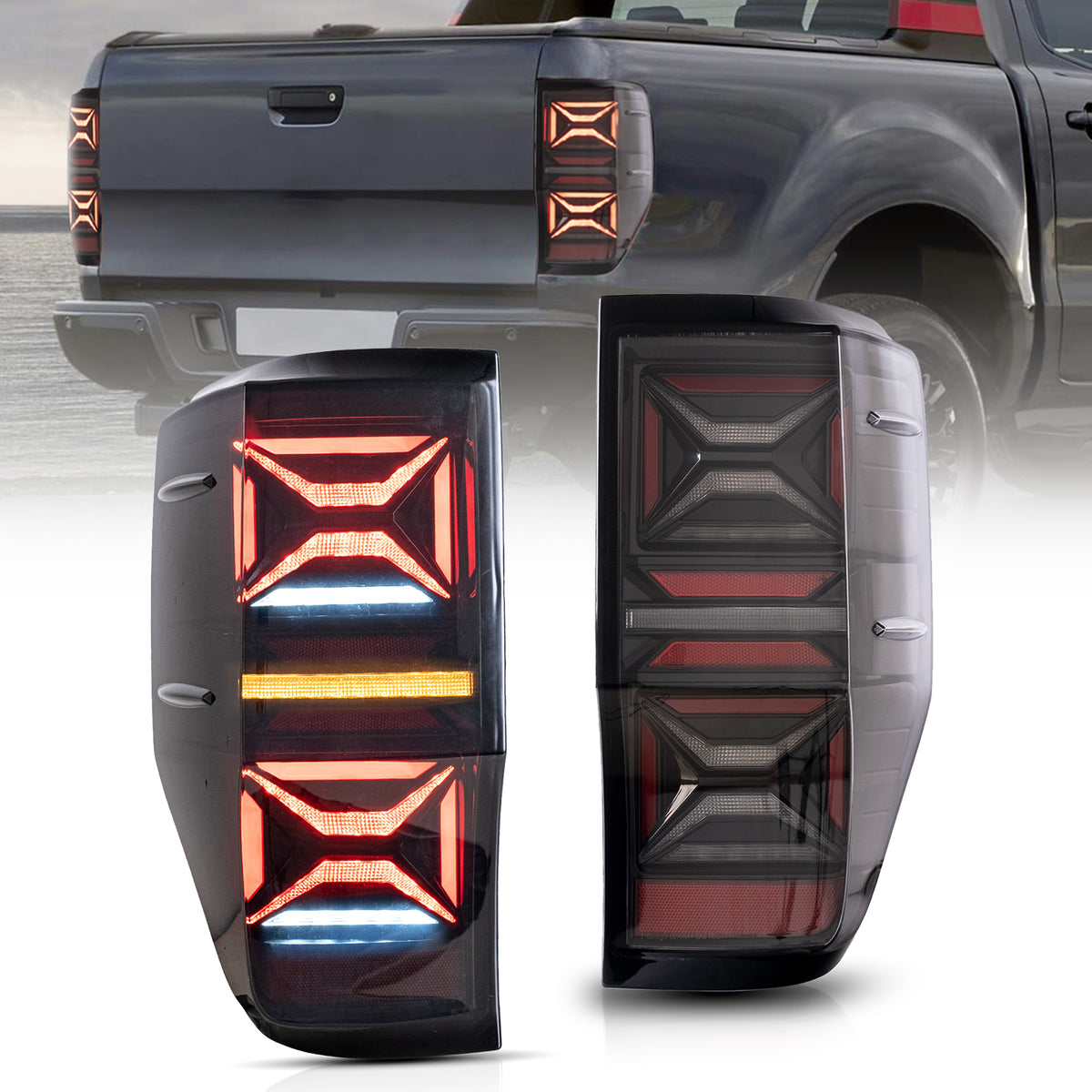 VLAND LED Tail Lights For Ford Ranger T6 T7 T8 2012-2021 With ...