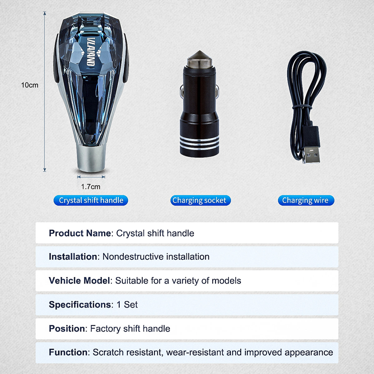 VLAND Universal Crystal Shift Knob Touch Activated LED RGB Lights Fit ...