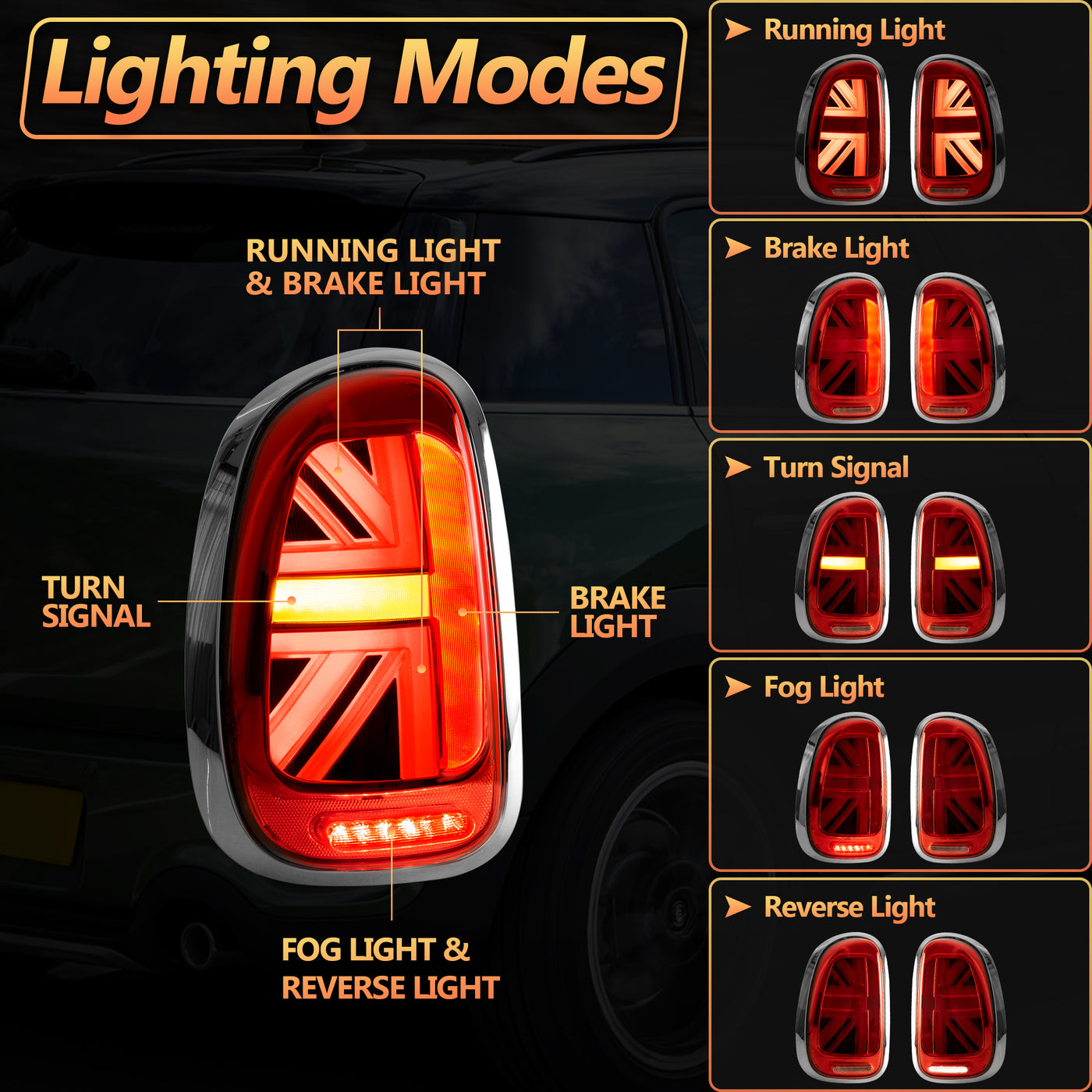 VLAND Full LED Tail Lights For BMW Mini Cooper Countryman R60 2010-2016 ...