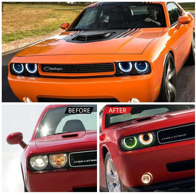 VLAND LED RGB Headlights + LED Tail lights For Dodge Challenger 2008 ...