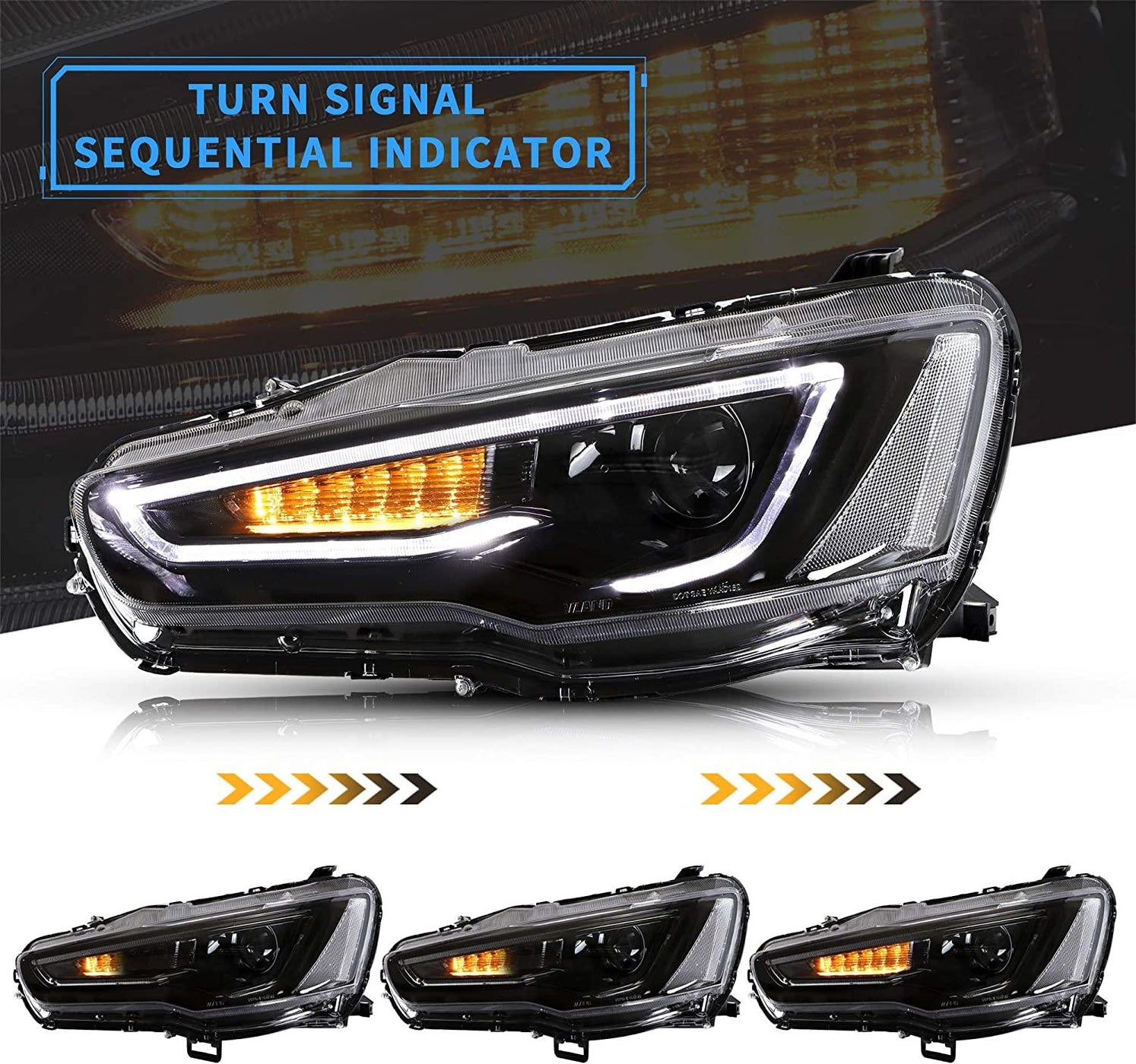 VLAND Headlights and LED Bulbs For Mitsubishi Lancer EVO X 2008-2018