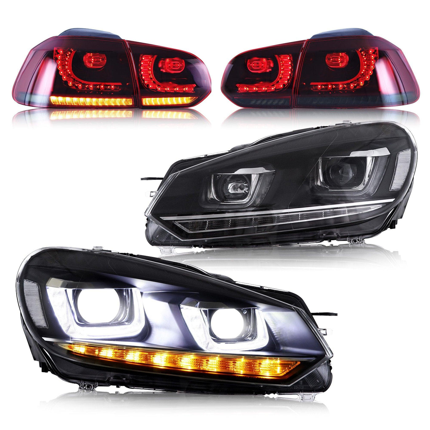 VLAND LED Headlights and Tail Lights Combo For Volkswagen Golf 6 MK6 ...