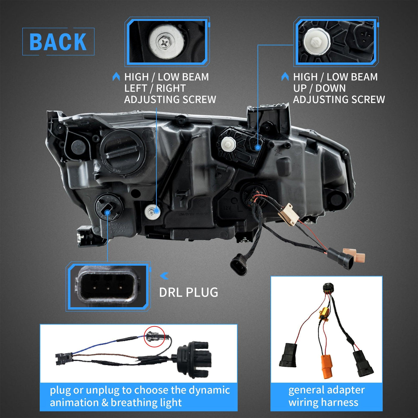 VLAND LED Headlights For Honda Civic 10th 2016-2021 Sedan & Hatchback ...