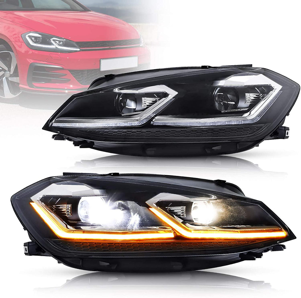 VLAND LED Projector Headlights For Volkswagen Golf MK7.5 2017-2020 ...