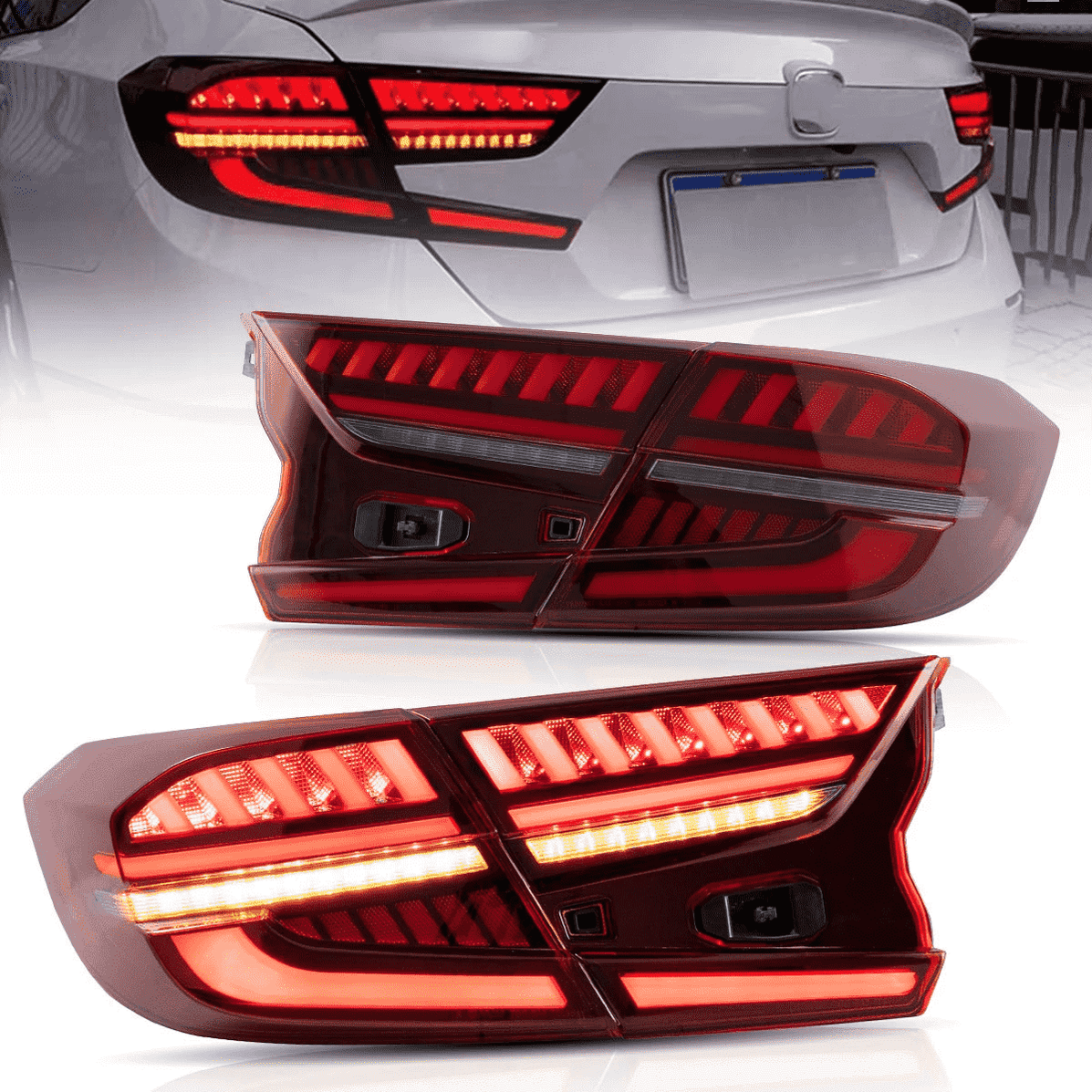 VLAND LED V4 Tail Lights For Honda Accord 2018-2021 10th Gen with Amber ...