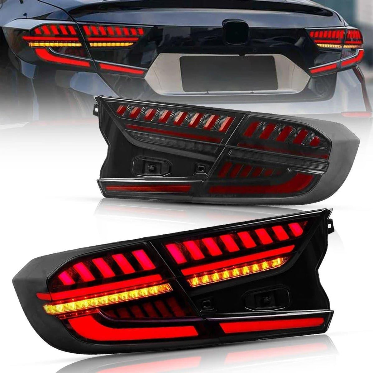 VLAND LED V4 Tail Lights For Honda Accord 2018-2021 10th Gen with Amber ...