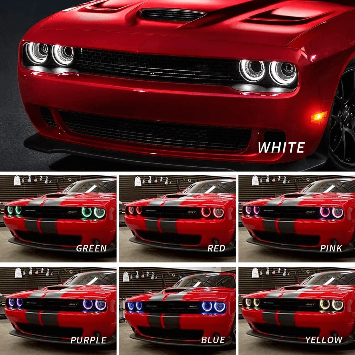 VLAND RGB Headlights For Dodge Challenger 2015-2024 Halogen Models